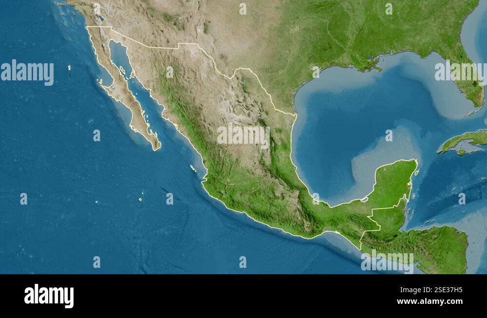 Mexico map - zoom. Regions. Satellite Stock Video Footage - Alamy