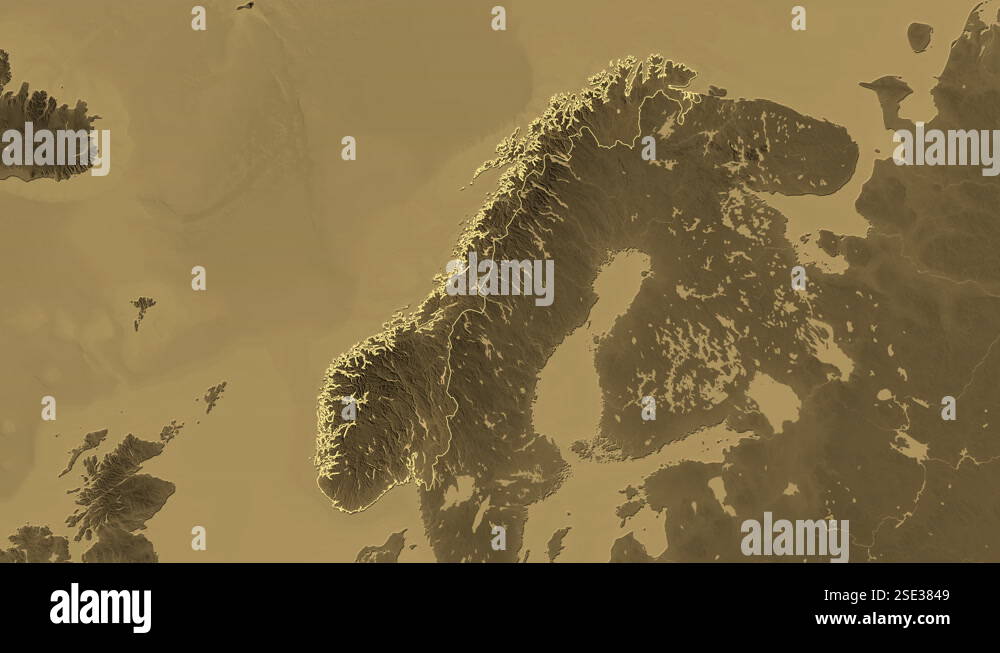 Norway map - zoom. Border. Sepia Stock Video Footage - Alamy