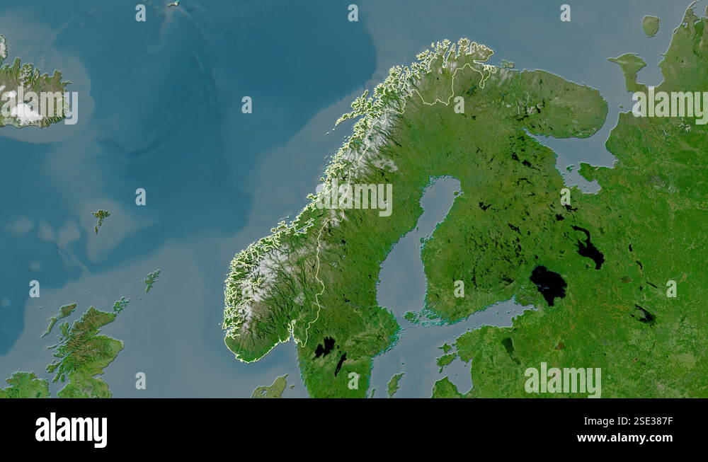 Norway map - zoom. Border. Satellite Stock Video Footage - Alamy