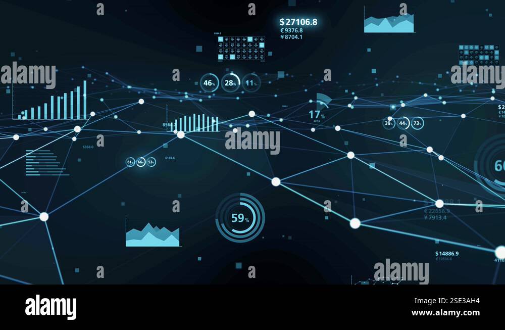 Network concept and various charts. Science technology. Financial ...