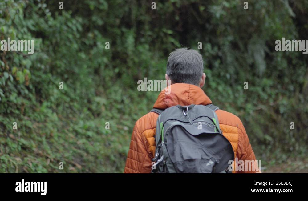 Male model with couple walking in the nature inca trail, peru ...