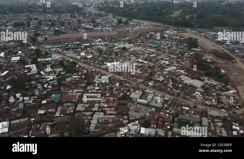 Kibera Slum in Twilight. Aerial View of Poor Residential Neighborhood ...