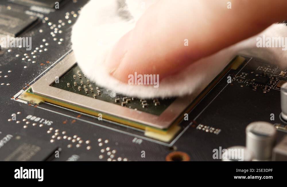 Close-up preparation for installing a heatsink on a personal computer ...