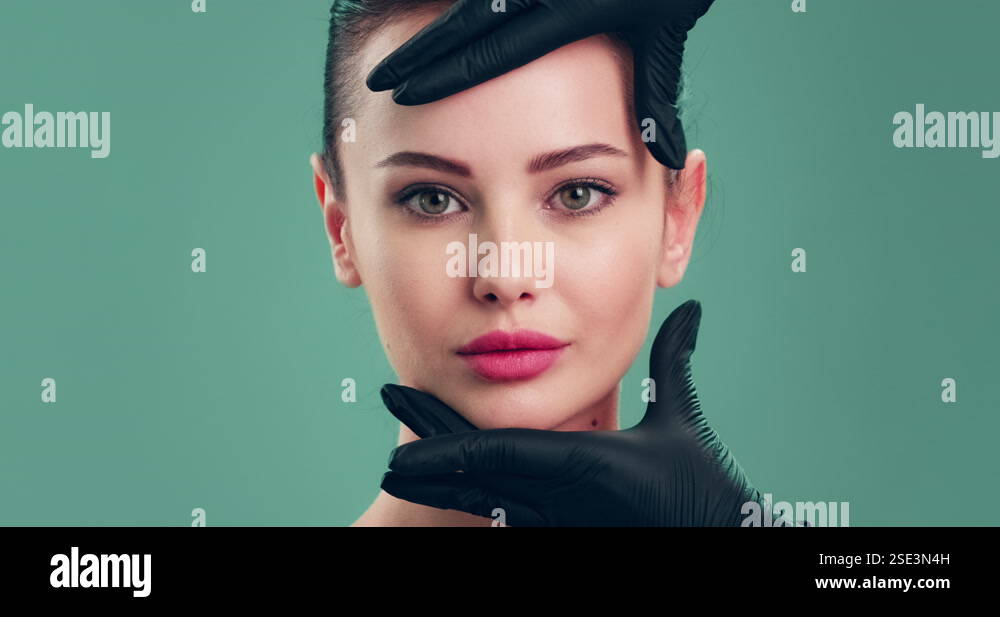 Doctor checks a skin before plastic surgery. Face skin check before ...