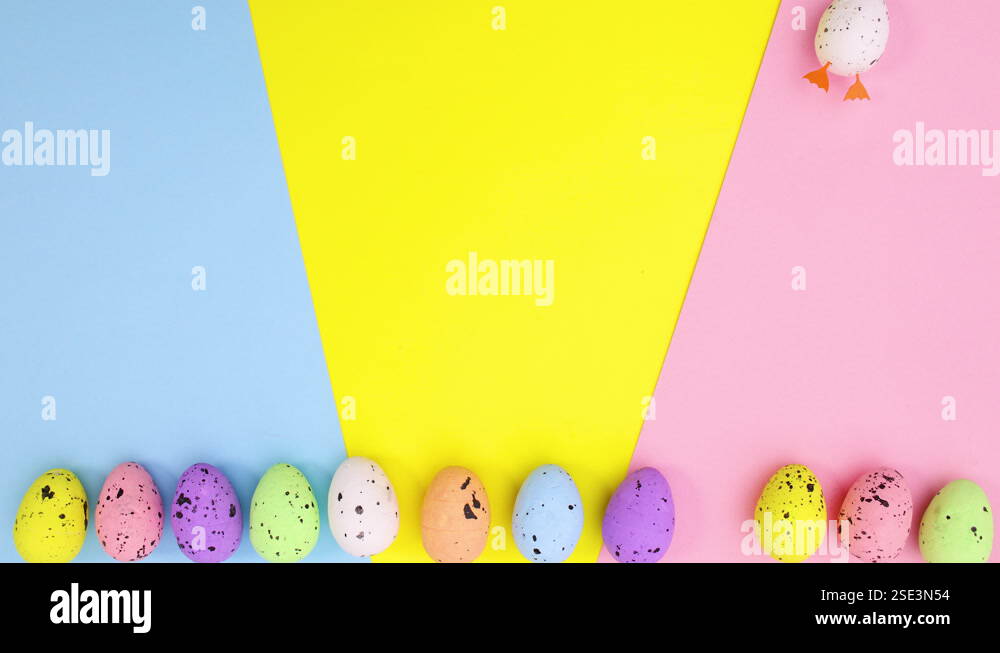 Easter eggs move on the bottom and one egg with legs go away. Stop ...