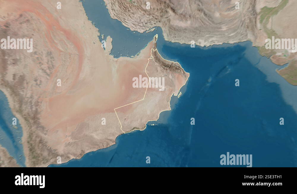 Oman map - solid. Border. Satellite Stock Video Footage - Alamy