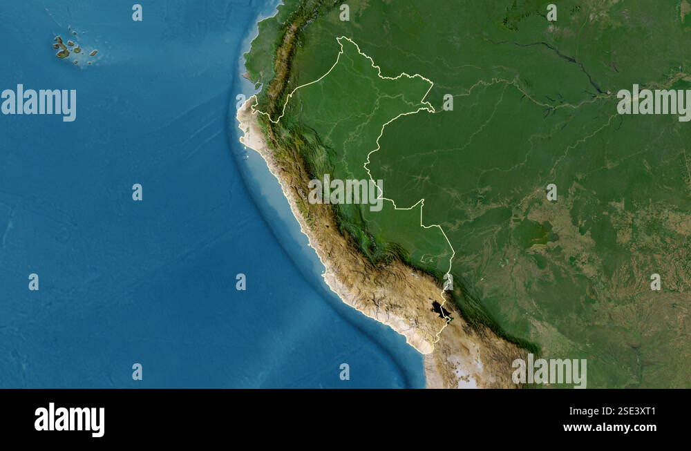 Peru map - zoom. Border. Satellite Stock Video Footage - Alamy