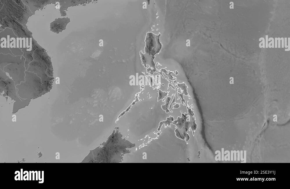 Philippines map - zoom. Border. Grayscale Stock Video Footage - Alamy