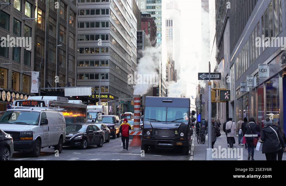 Steam escaping Con Edison Stack. Leak in Steam system or water ...