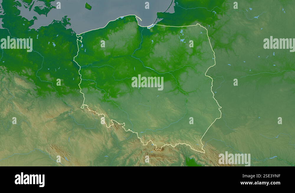 Poland map - zoom. Regions. Physical Stock Video Footage - Alamy