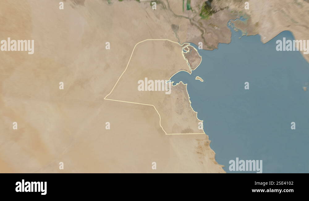 Kuwait map - solid. Regions. Satellite Stock Video Footage - Alamy