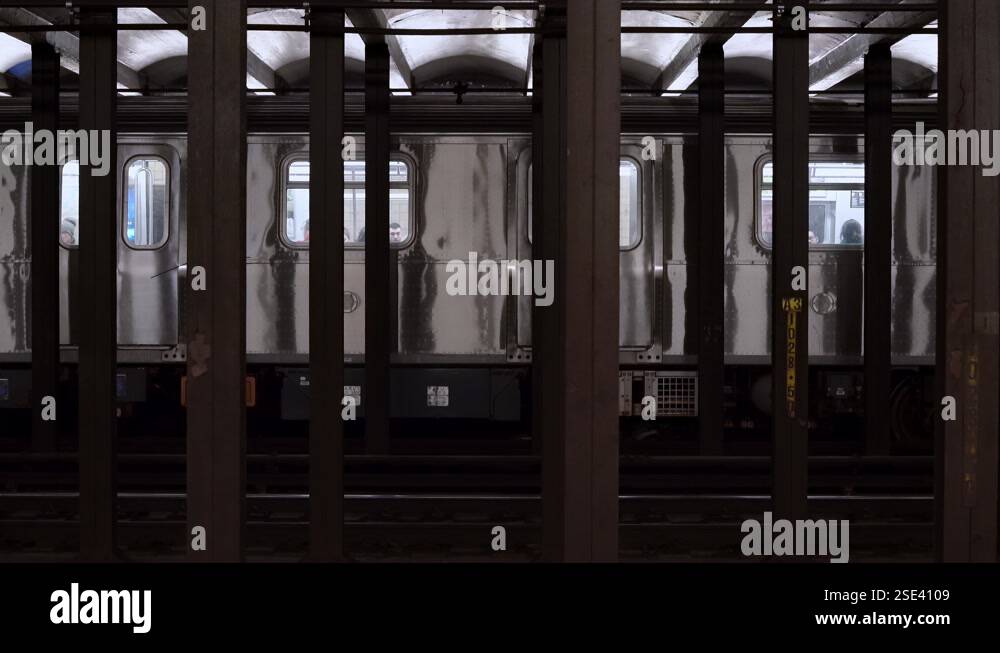 Subway Train departing in Station at 23rd Street in NYC. MTA Mass ...