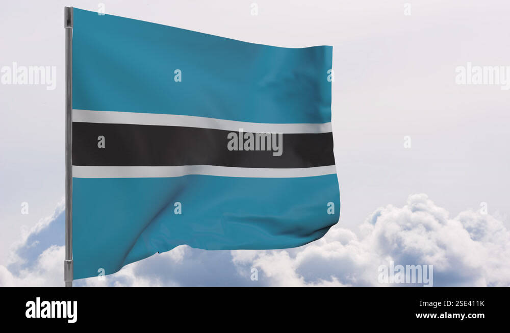 Botswana flag on pole with sky background seamless loop 3d animation ...