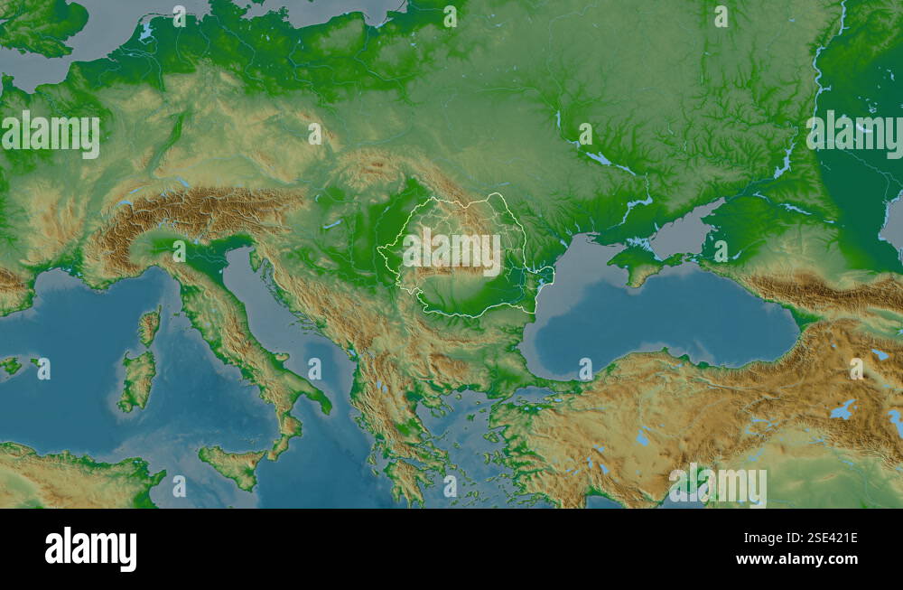 Romania map - glide. Regions. Physical Stock Video Footage - Alamy