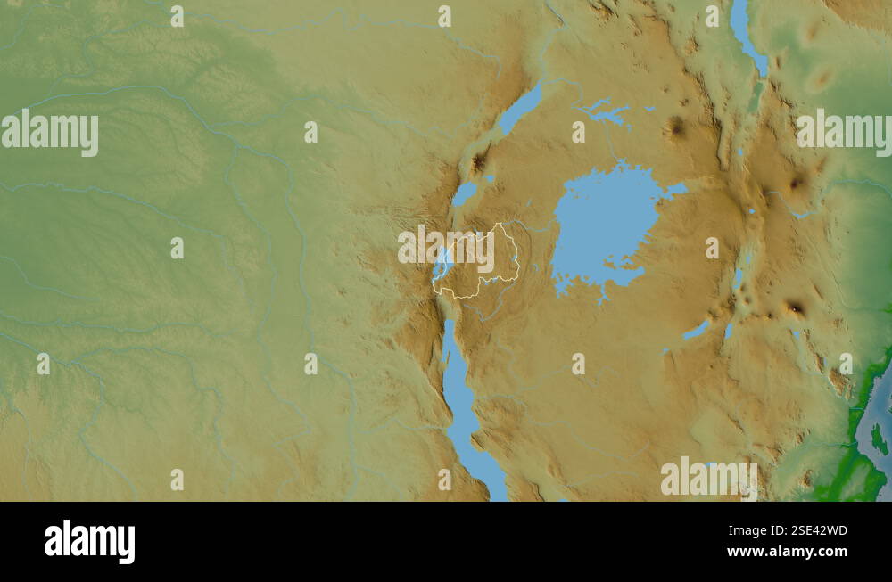Rwanda map - glide. Regions. Physical Stock Video Footage - Alamy