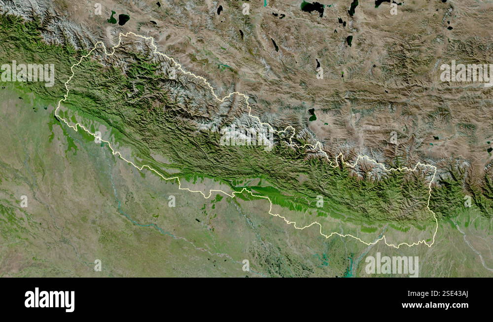 Nepal map - zoom. Regions. Satellite Stock Video Footage - Alamy