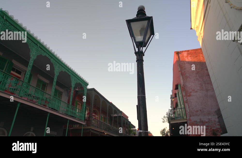 New Orleans, Louisiana street lamp post Stock Video Footage - Alamy