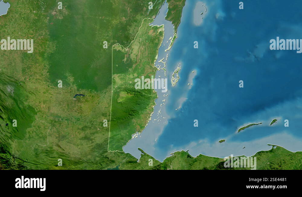 Belize map - zoom. Regions. Satellite Stock Video Footage - Alamy