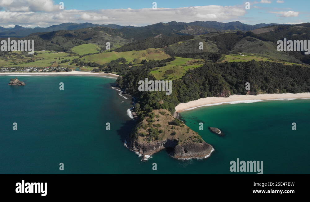 Aerial Of New Chums Beach, Whangapoua, Coromandel Peninsula, New ...