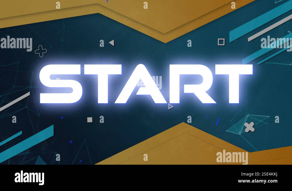Animation of start text over blue and yellow shapes Stock Video Footage ...