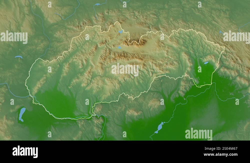 Slovakia map - zoom. Regions. Physical Stock Video Footage - Alamy