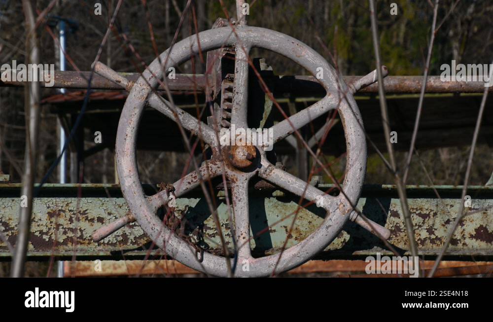 Close up view of rusted valve. Old rusty valve with peeling paint Stock ...