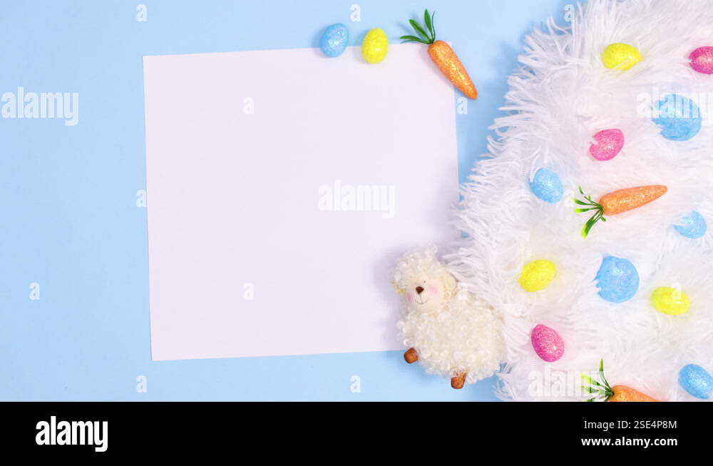 Easter vibrant arrangement with eggs move with paper card note. Stop ...