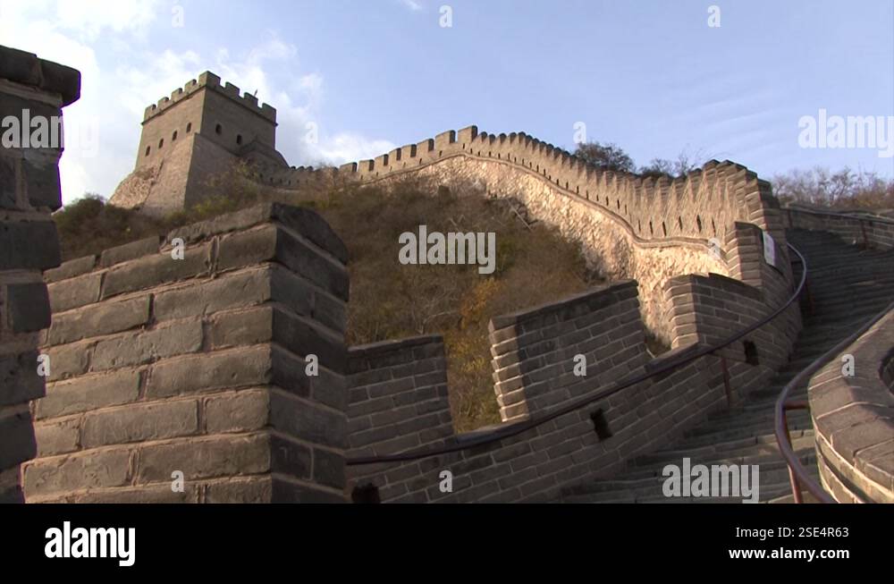 Ancient Chinese Great Wall, Juyong Pass section.Watchtower and wall, No ...