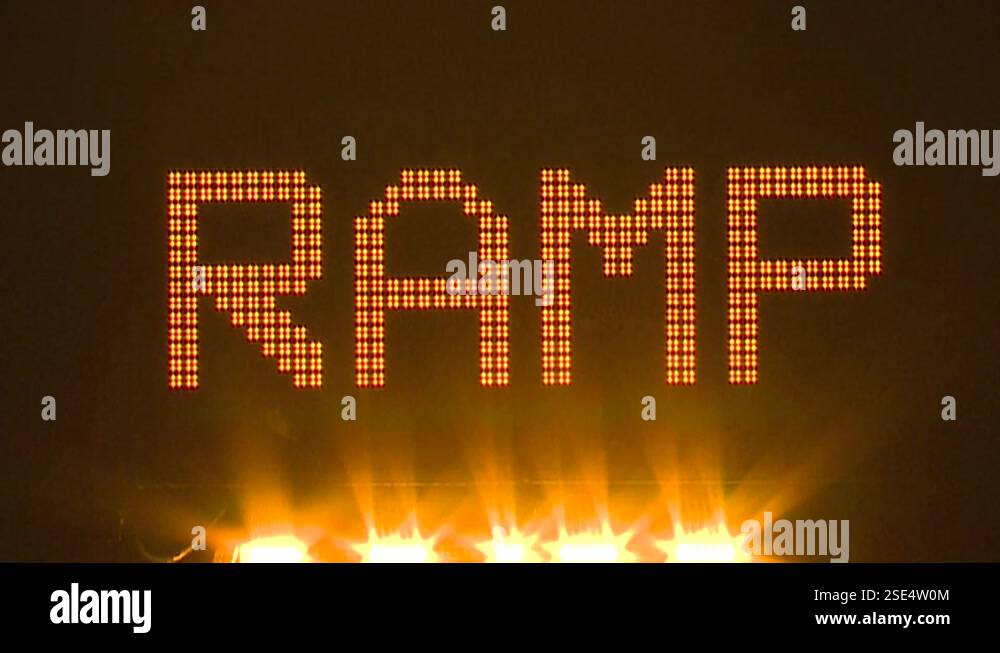 WARNING RAMP CLOSED NEON SIGN AT NIGHT Stock Video Footage - Alamy