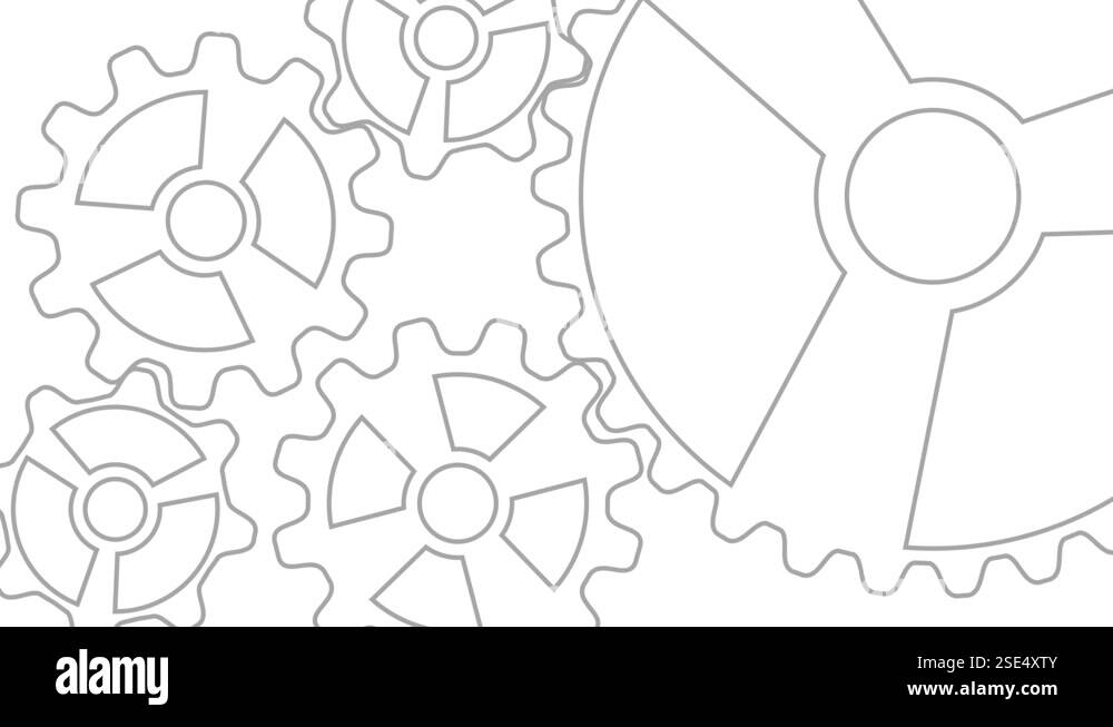 Rotating Outline Gear Mechanism. Abstract Gears Animated Background ...