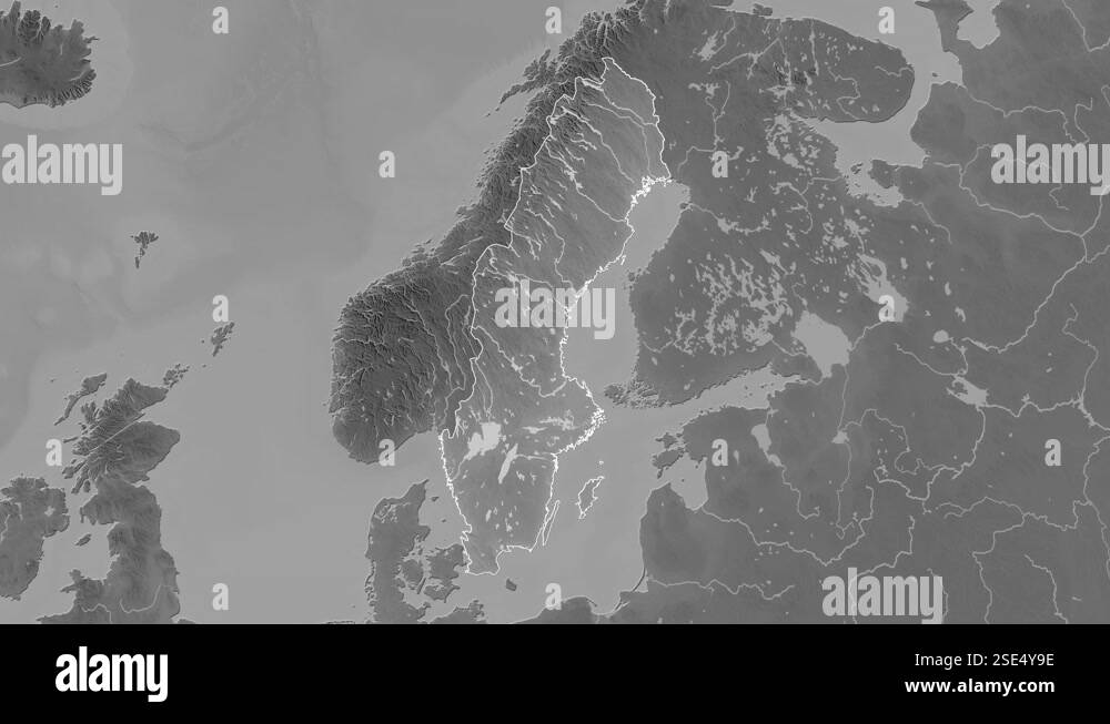 Sweden map - zoom. Border. Grayscale Stock Video Footage - Alamy