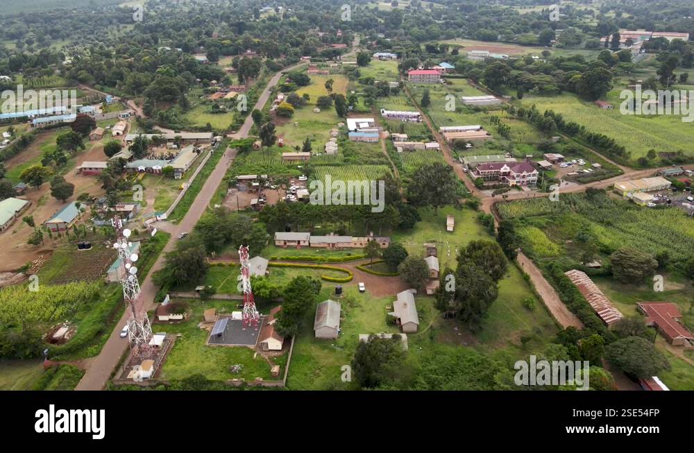 City scape of Loitokitok village of kenya with the wireless ...