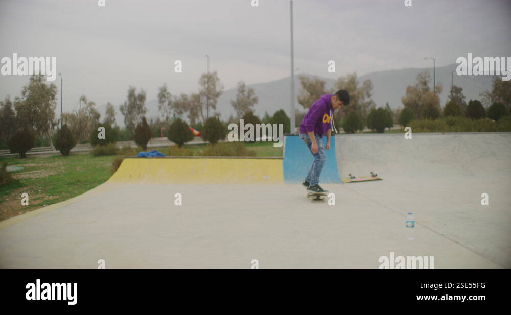 Skateboarder Practicing At The Suli Skate Park in Sulaymaniyah, Iraq ...