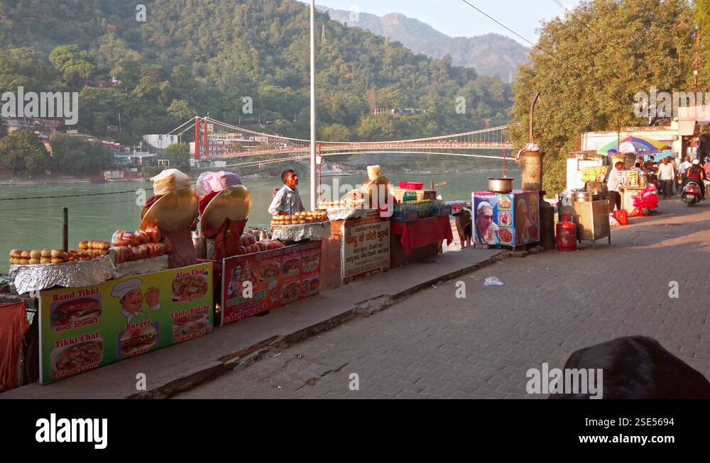 People on the market street, Rishikesh, India Stock Video Footage - Alamy