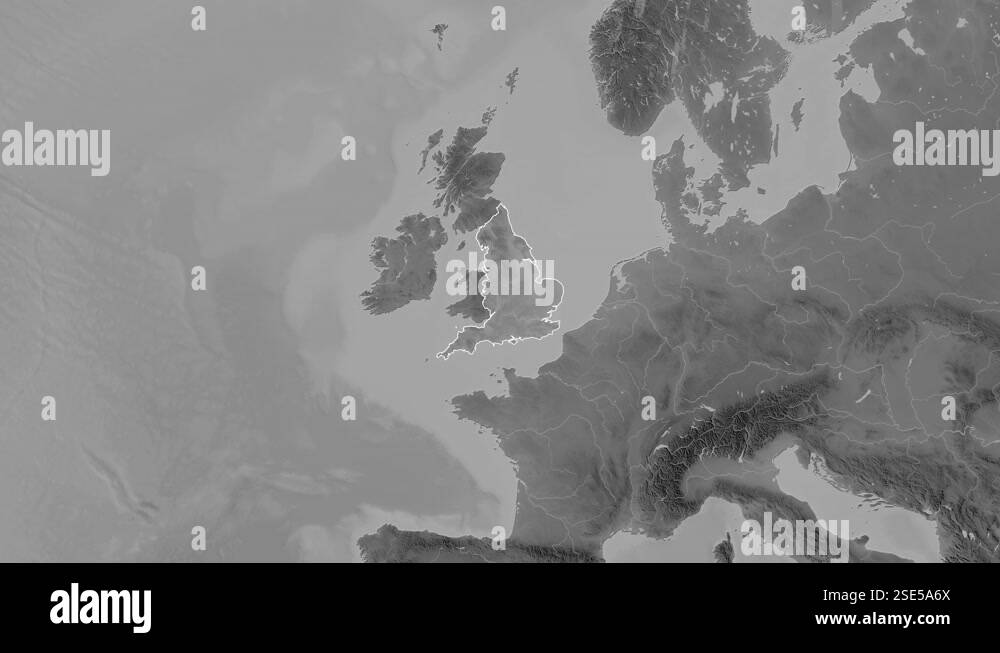 England - Great Britain map - extract. Border. Grayscale Stock Video ...