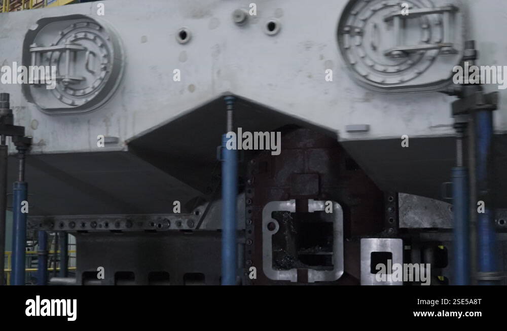 A Close Up of A Part of the Huge Lathe that is Slowly Spinning. Heavy ...