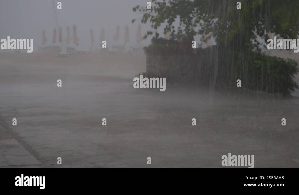 Thunder storm with lightnings and pouring heavy rain Stock Video ...