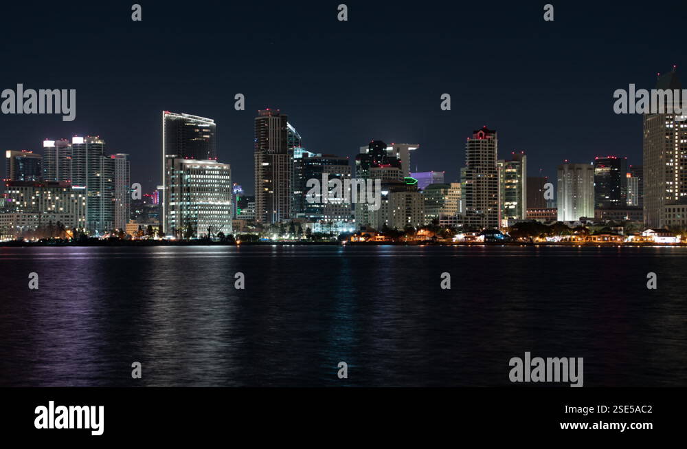 San Diego Downtown Skyline from Bayview Park Coronado Island Tilt Up ...