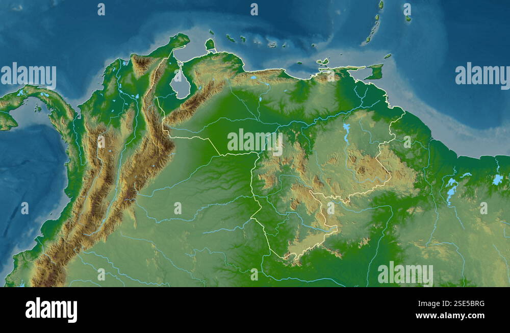 Venezuela map - drive. Regions. Physical Stock Video Footage - Alamy