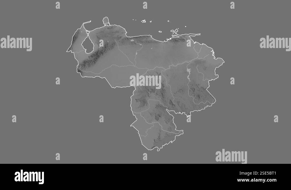 Venezuela map - cartoon. Regions. Grayscale Stock Video Footage - Alamy
