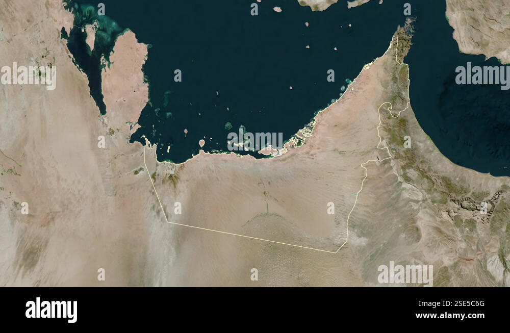 United Arab Emirates map - drive. Border. Satellite Stock Video Footage ...
