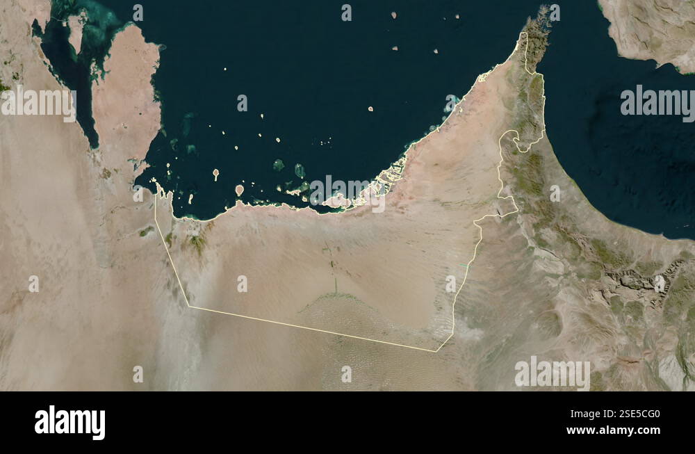 United Arab Emirates map - zoom. Border. Satellite Stock Video Footage ...