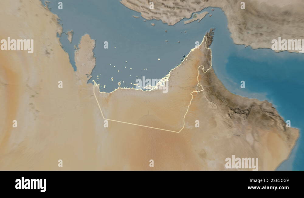 United Arab Emirates map - solid. Border. Satellite Stock Video Footage ...