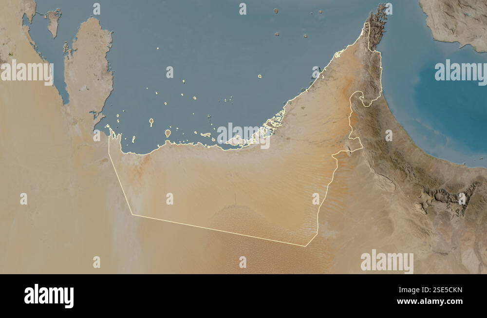United Arab Emirates map - zoom. Regions. Satellite Stock Video Footage ...