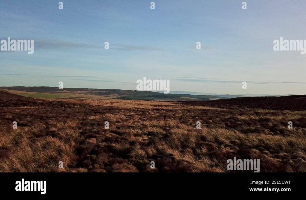 Smooth Aerial Reveal over Denbigh Moors, North Wales in 4K Stock Video ...