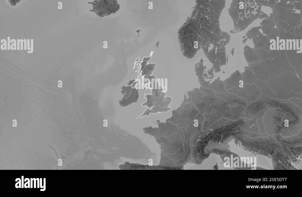 United Kingdom map - extract. Border. Grayscale Stock Video Footage - Alamy