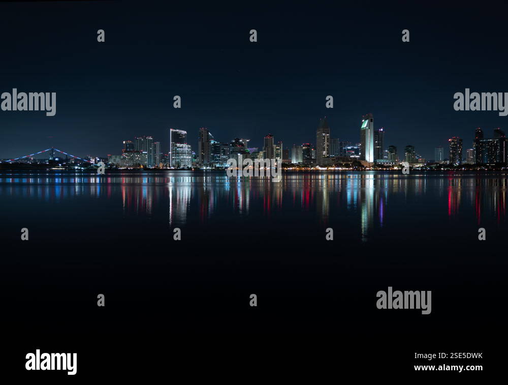 8K Full Frame San Diego Downtown Skyline Reflections Panorama from ...