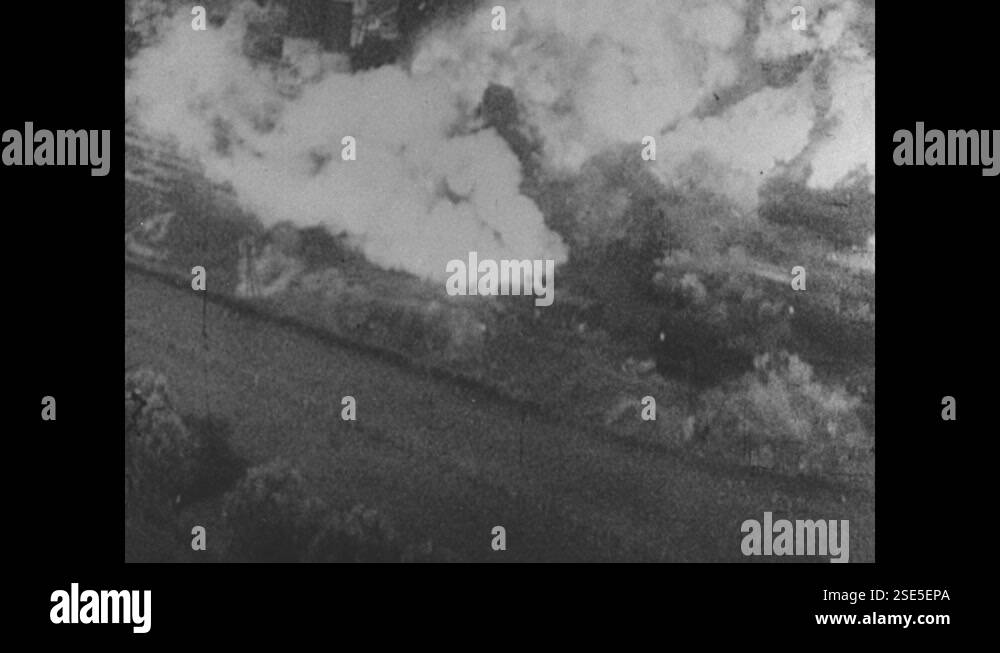 1940s: Fighter plane. Fighter plane attacks train. Train explodes ...