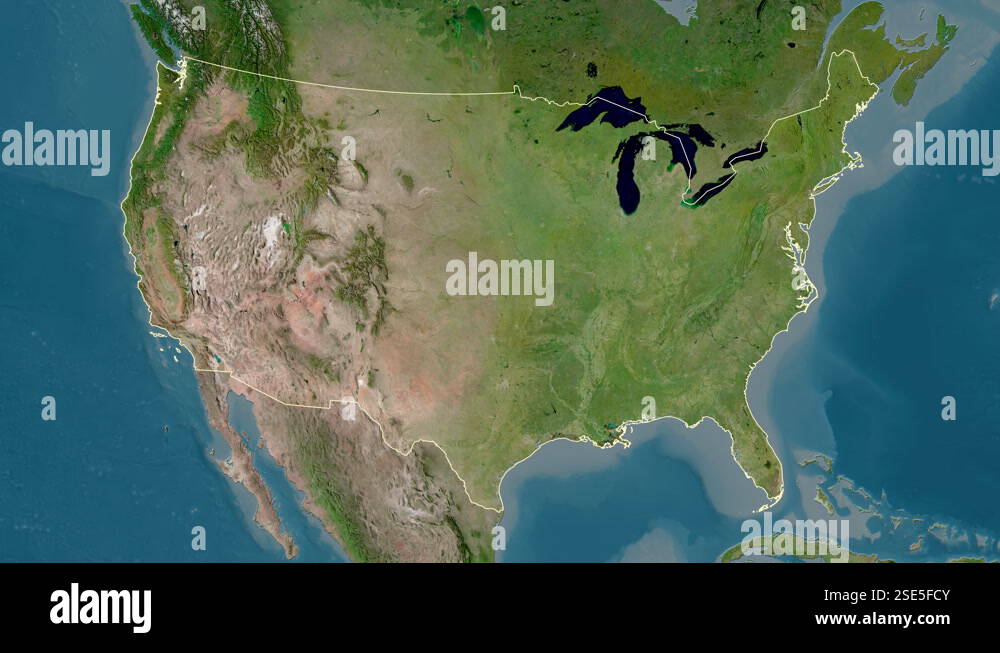 United States map - zoom. Regions. Satellite Stock Video Footage - Alamy