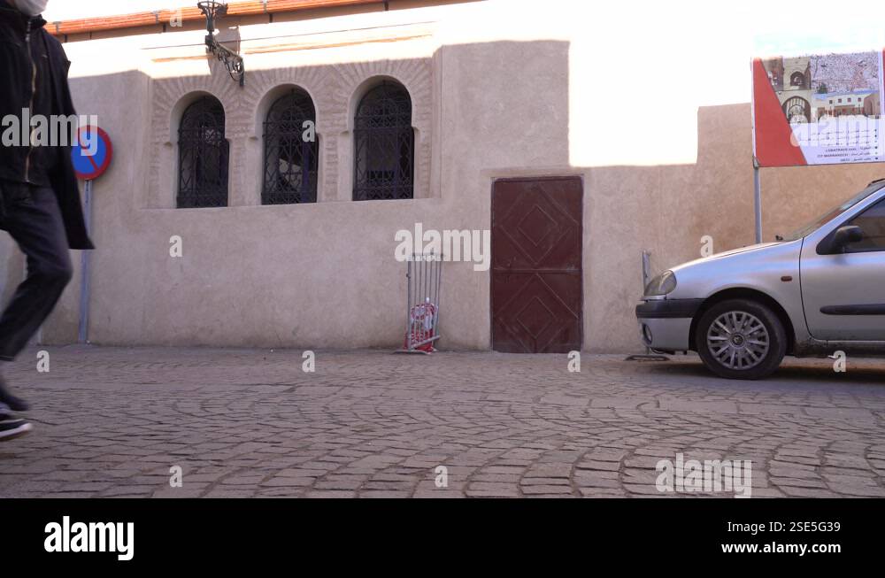 Busy street in an arabic country on a cold winter day, Marrakech ...